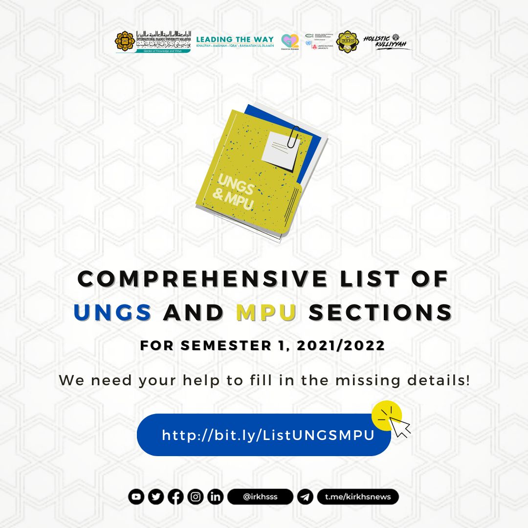 Comprehensive list of UNGS and MPU sections for Semester 1, 2021/2022 ...